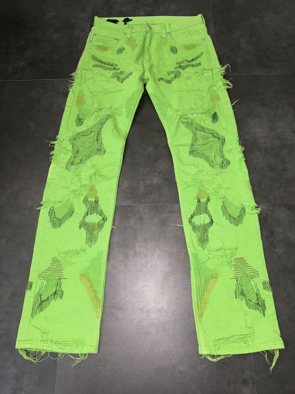 Vlone Vlone green scab denim | Grailed