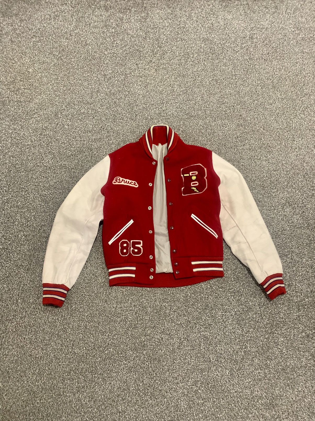 Varsity Jacket × Vintage Vintage Red 1985’ Letterman Varsity Jacket ...
