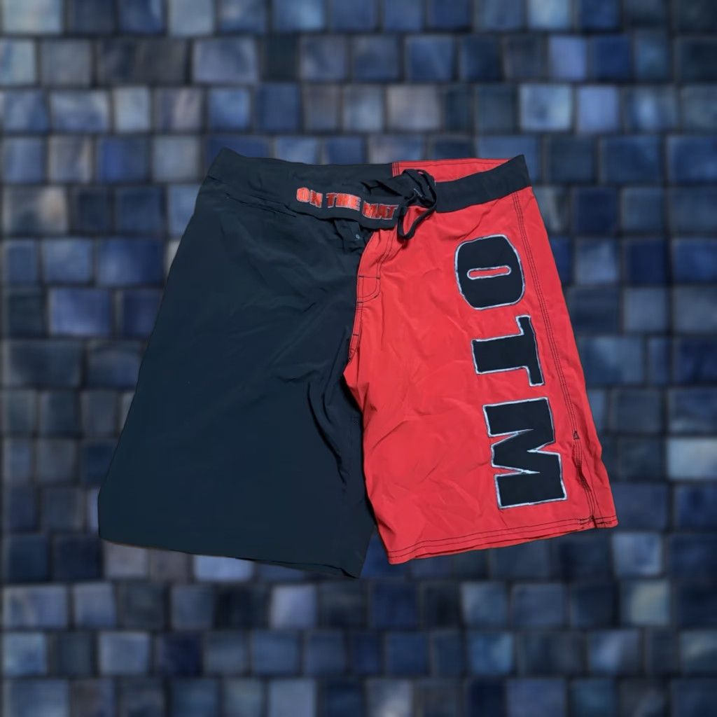 Vintage OTM Shorts 36 Black Red MMA Drawstring Training On The Mat Mens ...