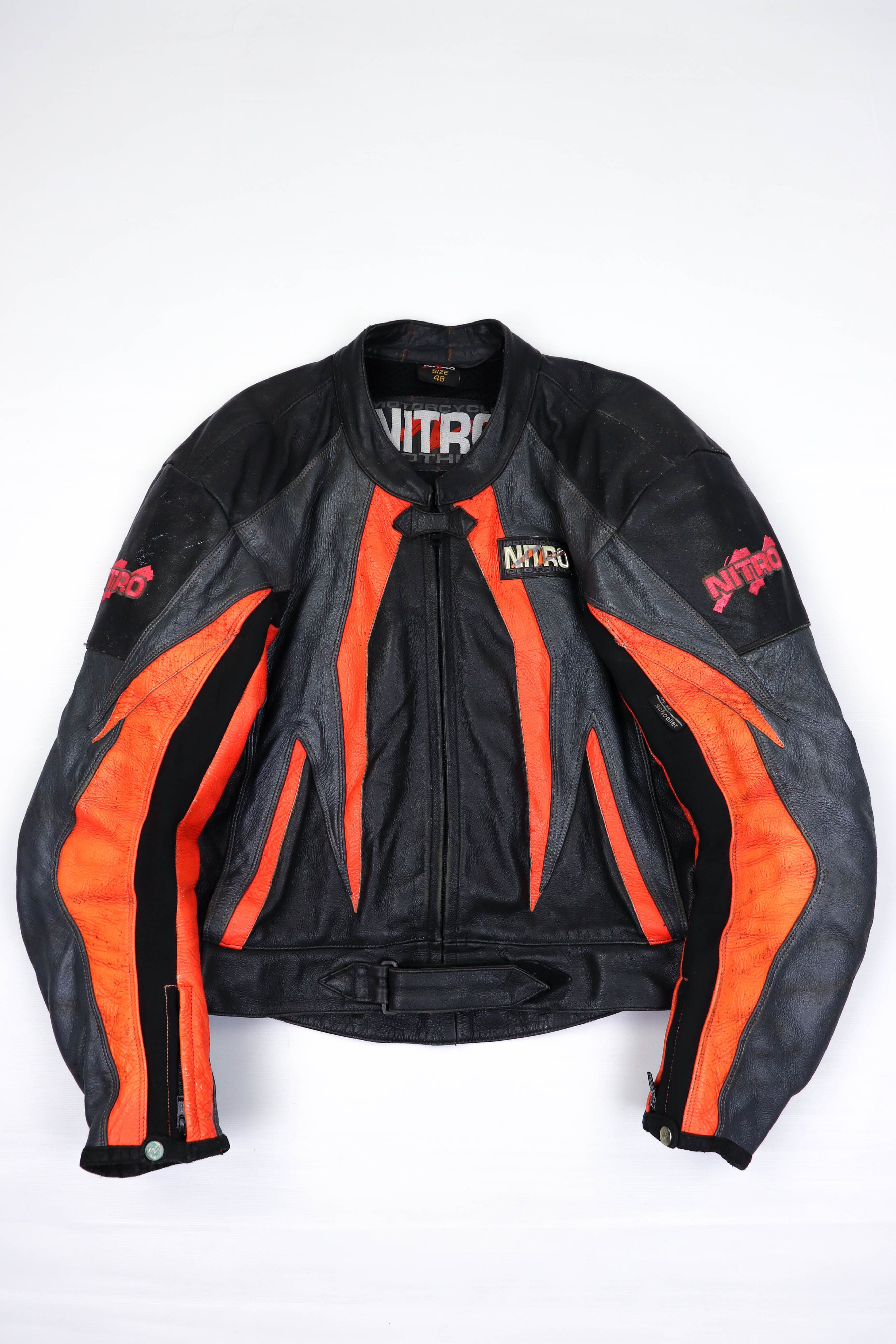 Genuine Leather Nitro Akira Patch Distress Leather Moto Biker Racing ...