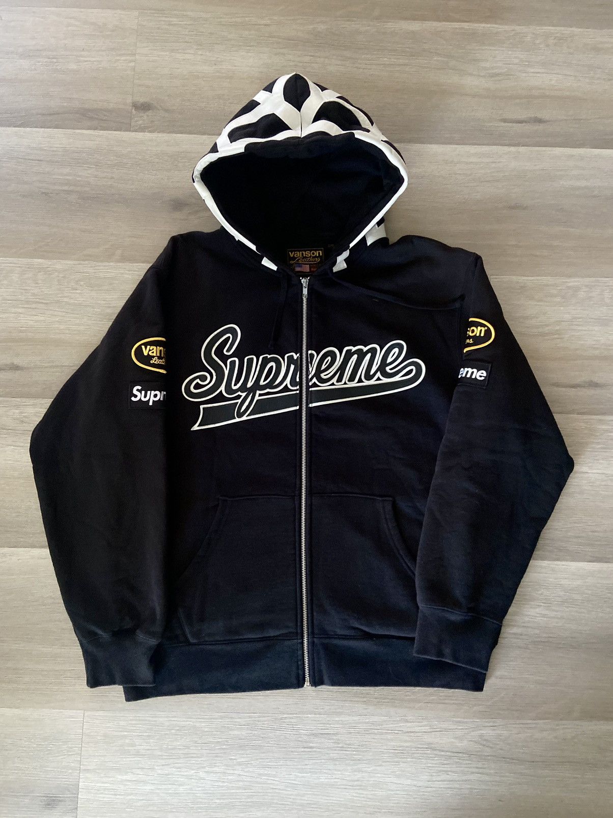 Supreme × Vanson Leathers Supreme Vanson Leathers Spider Web Zip Up Hoodie SS21 | Grailed