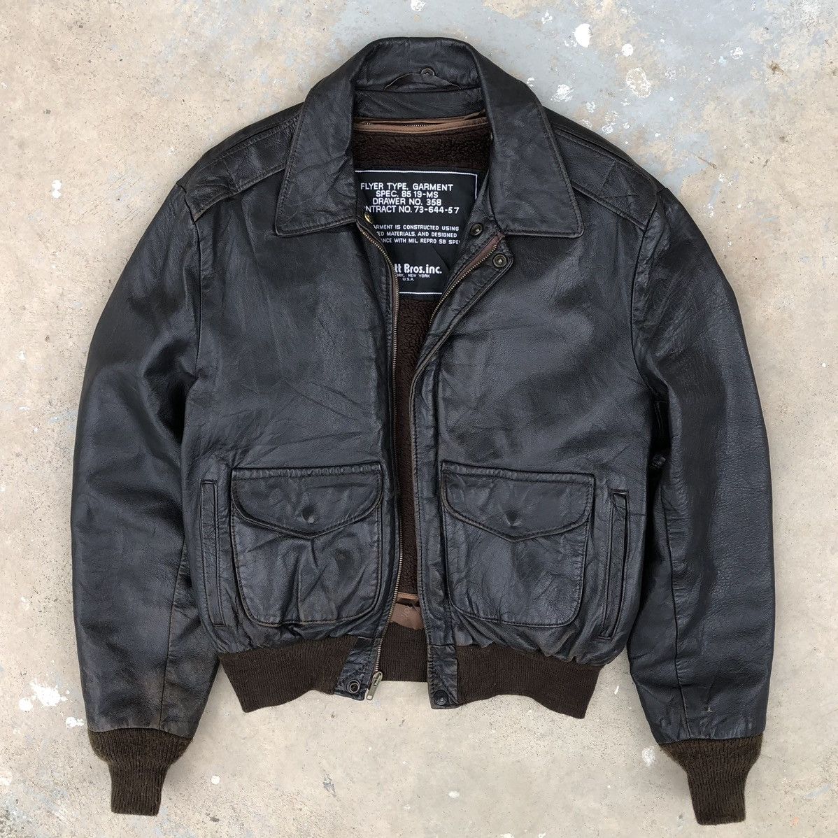 Schott VTG Schott Bros Leather Bomber flight Jacket Type 85 19-MS | Grailed