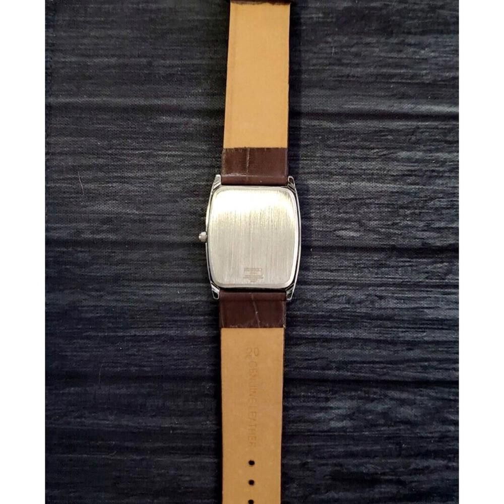 Seiko RARE NOS Seiko Men Barrel Tank White Roman Dial Brown Strap | Grailed