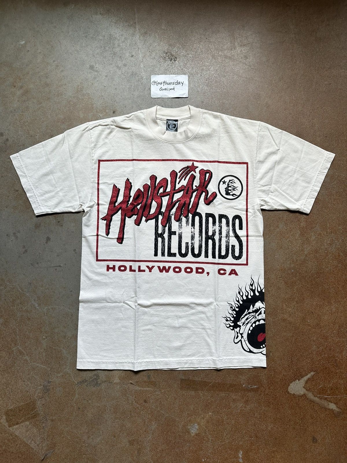 HELLSTAR Hellstar Records Glitter Tee Cream Large | Grailed