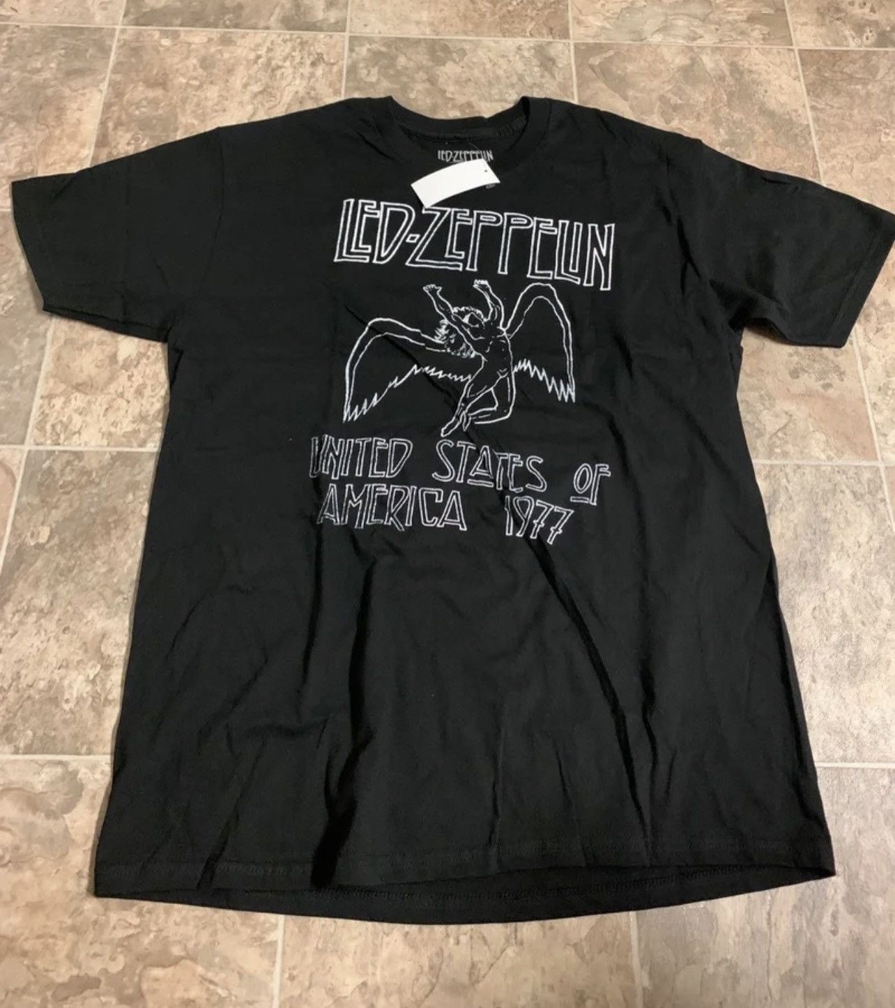 Band Tees Deadstock Retro Led Zeppelin Chalk-Like Stencil Tee | Grailed
