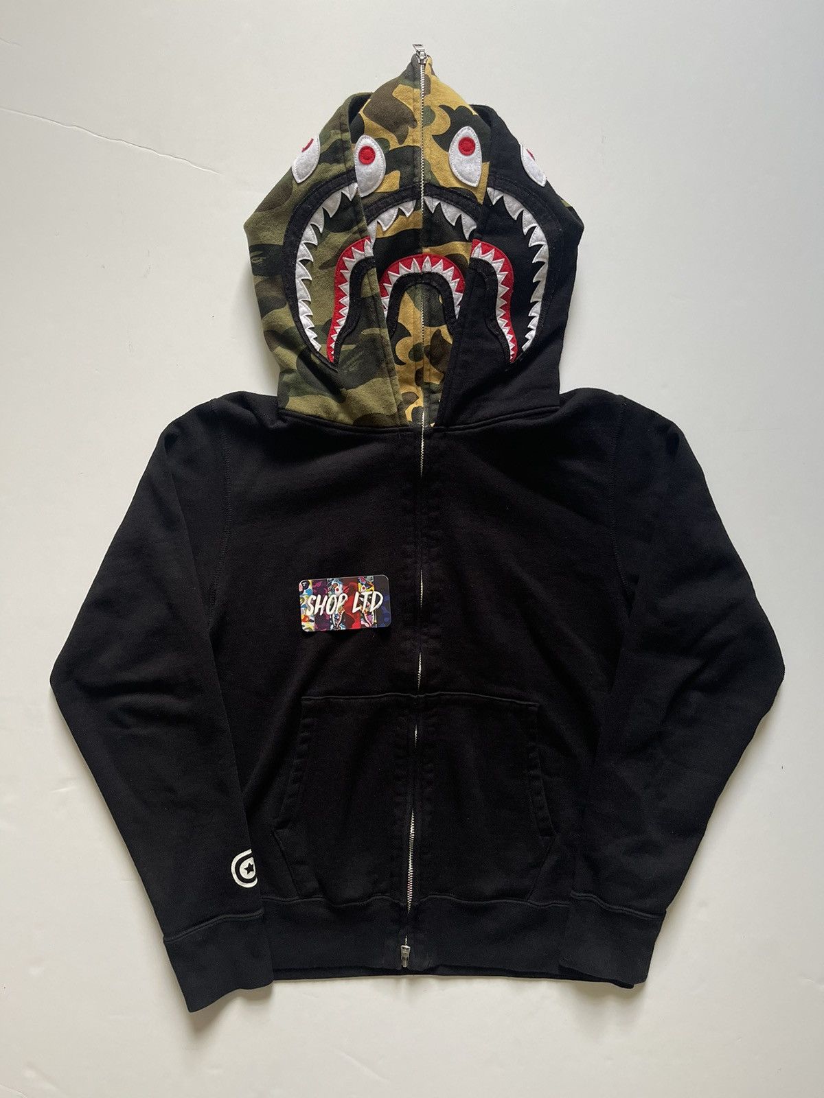 Bape A Bathing Ape Black Double Shark Hoodie | Grailed