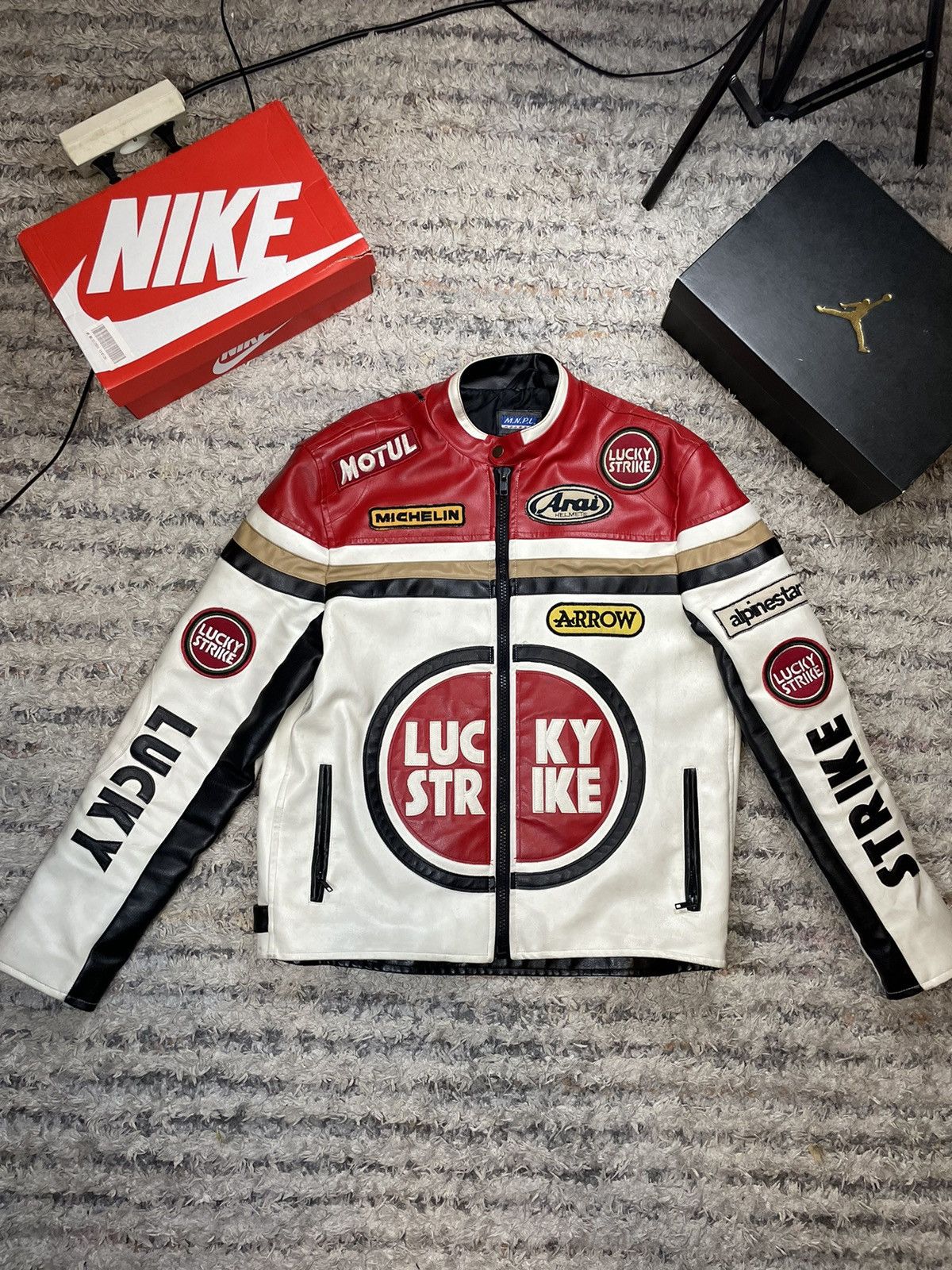 Formula 1 Vintage Lucky Strike SCHWARTZ Racing Moto Leather Jacket Y2K ...