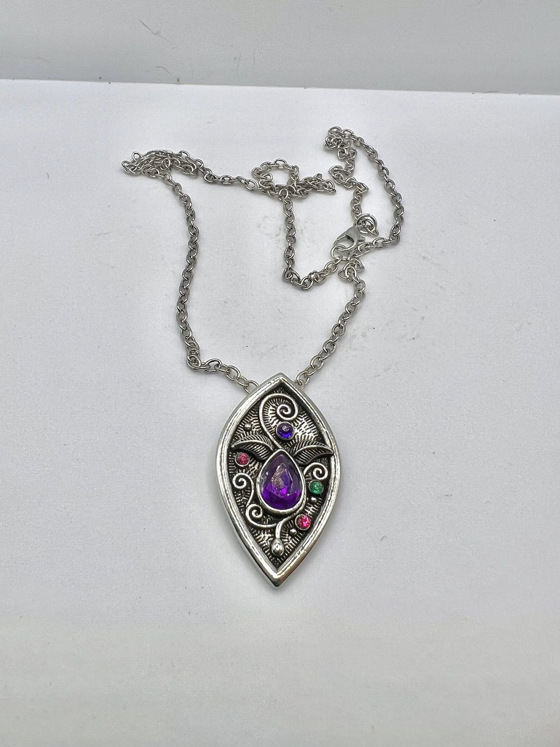 Jewelry Purple Cz Flower Pendant Silver Chain Necklace | Grailed