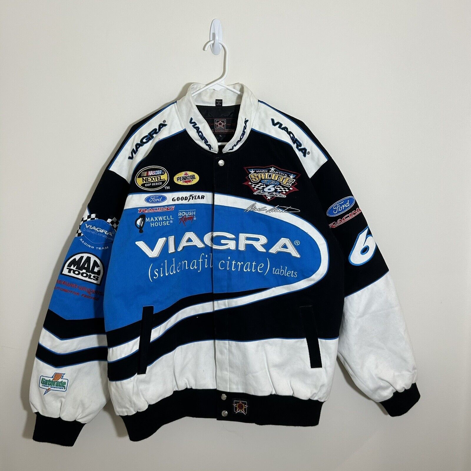JH Design Vintage Jeff Hamilton Nascar Jacket Mark Martin XL Racing ...