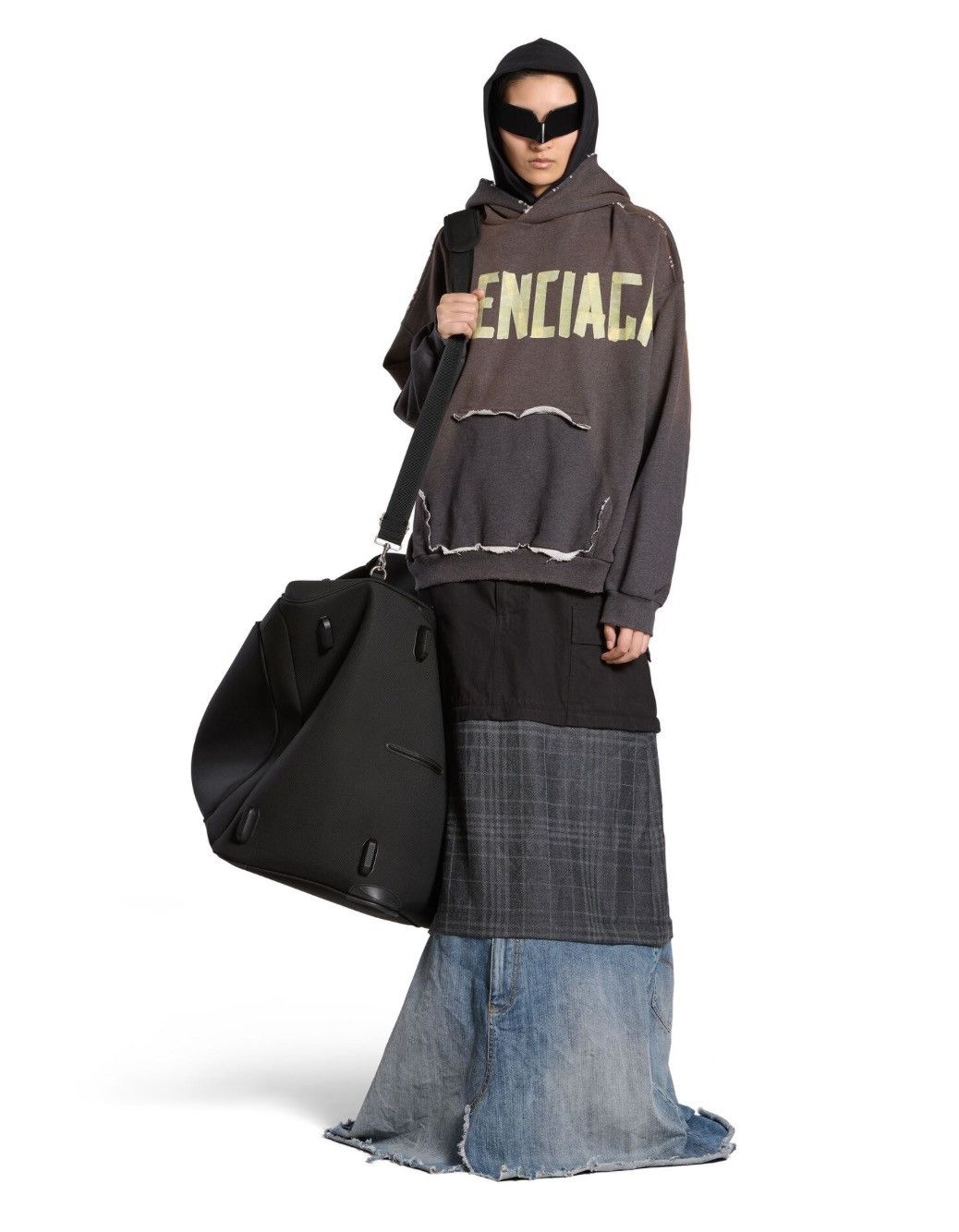 Balenciaga TAPE TYPE RIPPED POCKET HOODIE LARGE FIT IN DARK GREY | Grailed