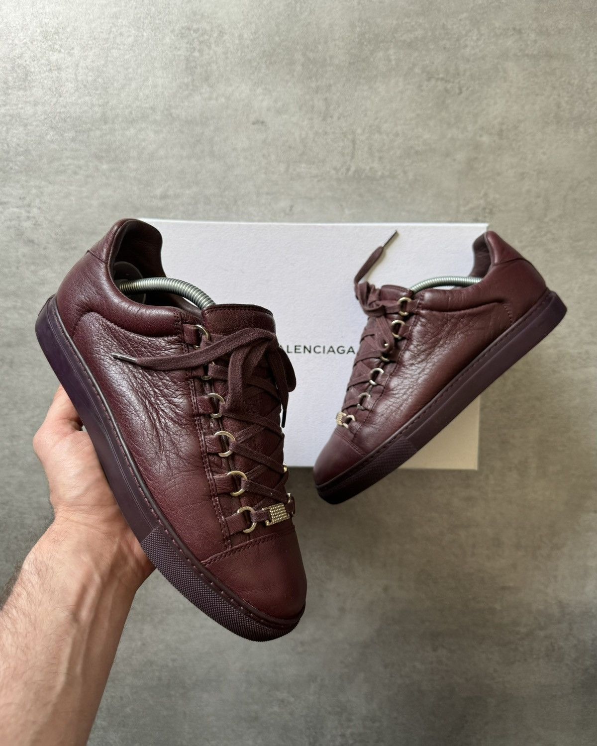 Balenciaga Balenciaga Arena Low Bordeaux Leather Shoes | Grailed