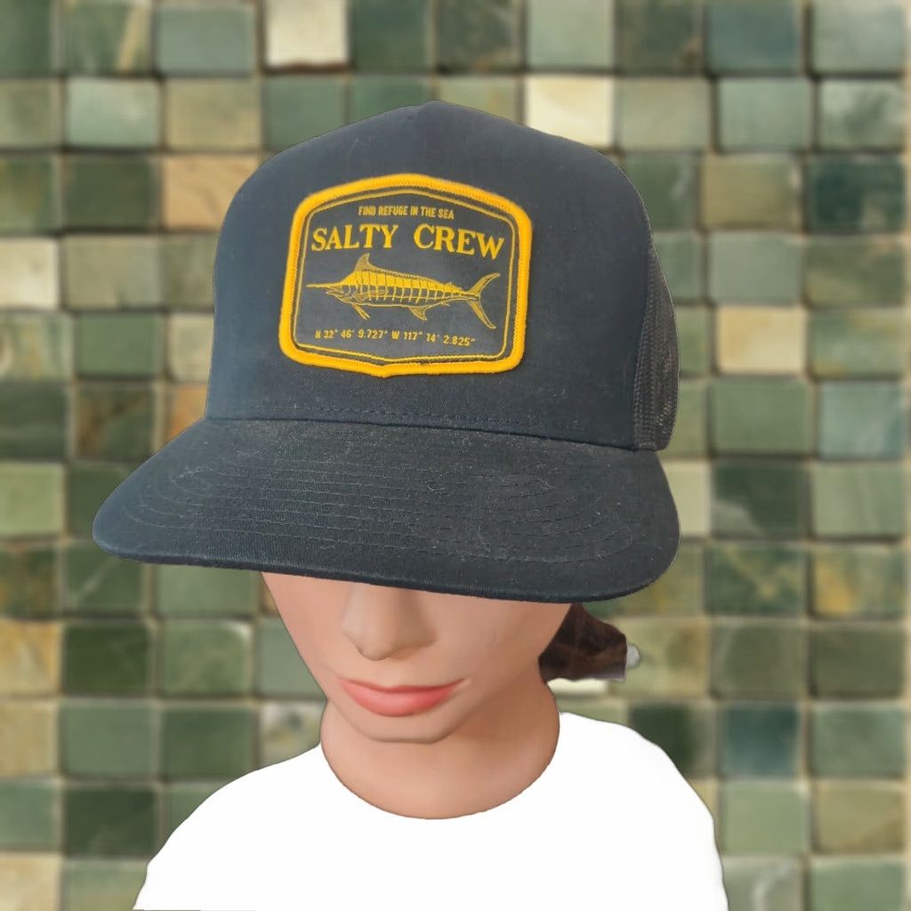 Vintage Salty Crew Trucker Hat Black Adjustable Fish Patch Mens | Grailed
