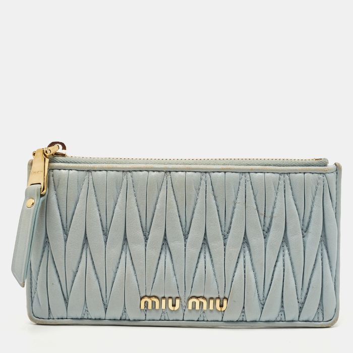 Miu Miu MIU MIU Light Blue Matelasse Leather Zip Card Holder | Grailed Miu Miu MIU MIU Light Blue Matelasse Leather Zip Card Holder | Grailed