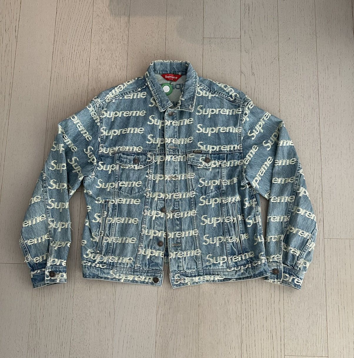 Supreme Supreme Frayed Logos Denim Trucker Jacket | Grailed