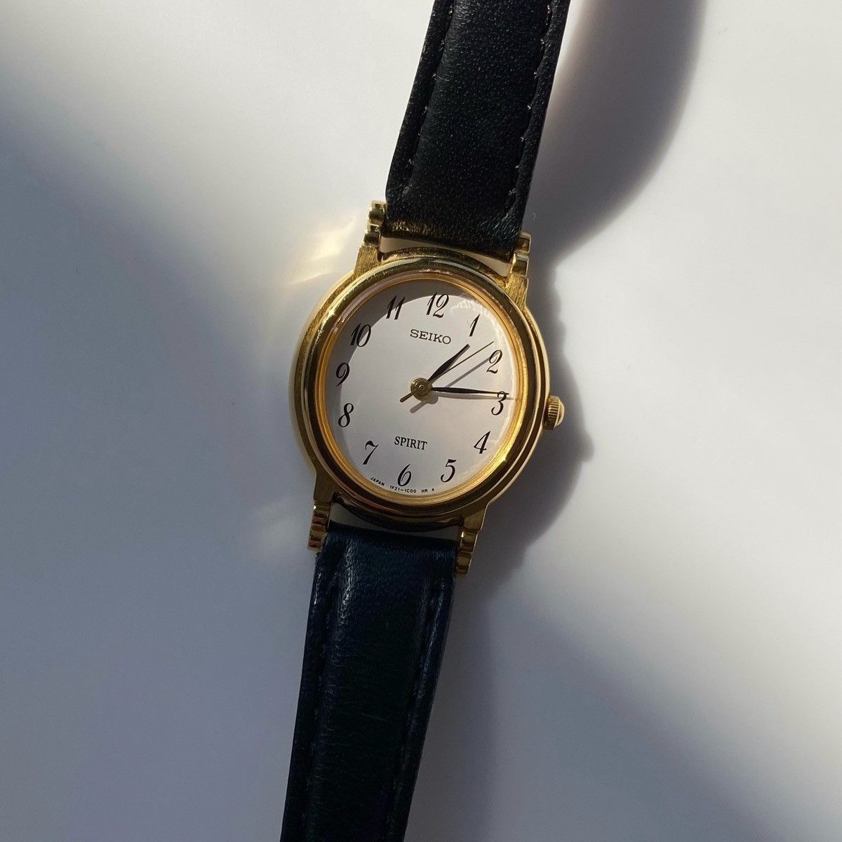 Seiko × Vintage Seiko Sprit Gold Oval Black Leather Watch | Grailed