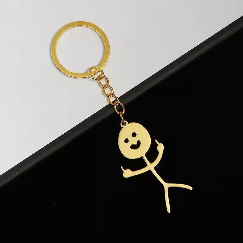 Rubber Keychain × Streetwear Funny Stickman Middle Finger Keychain ...