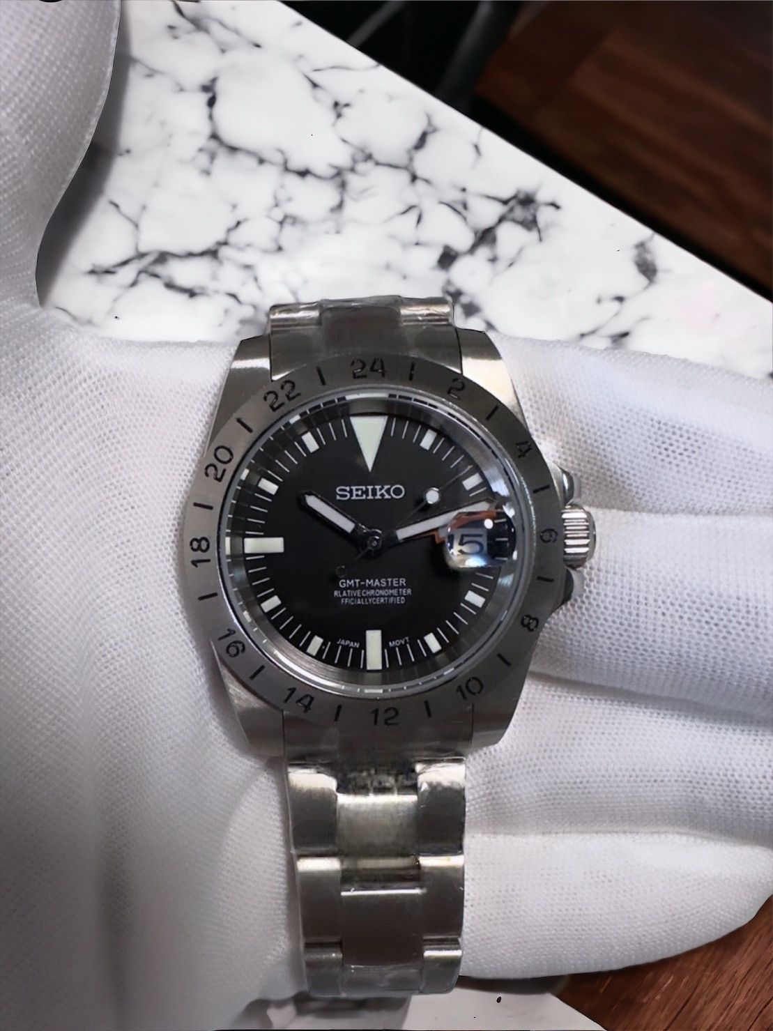 Japanese Brand × Seiko × Watch Seiko Mod Watch GMT Explorer Black Dial ...