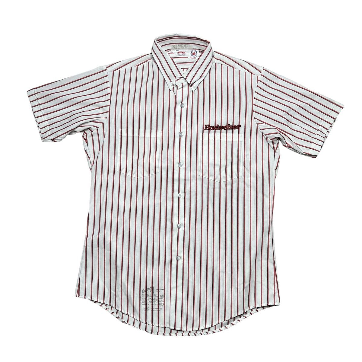 Budweiser × Vintage Vintage 70s Unitog Budweiser Striped Button Up Work ...