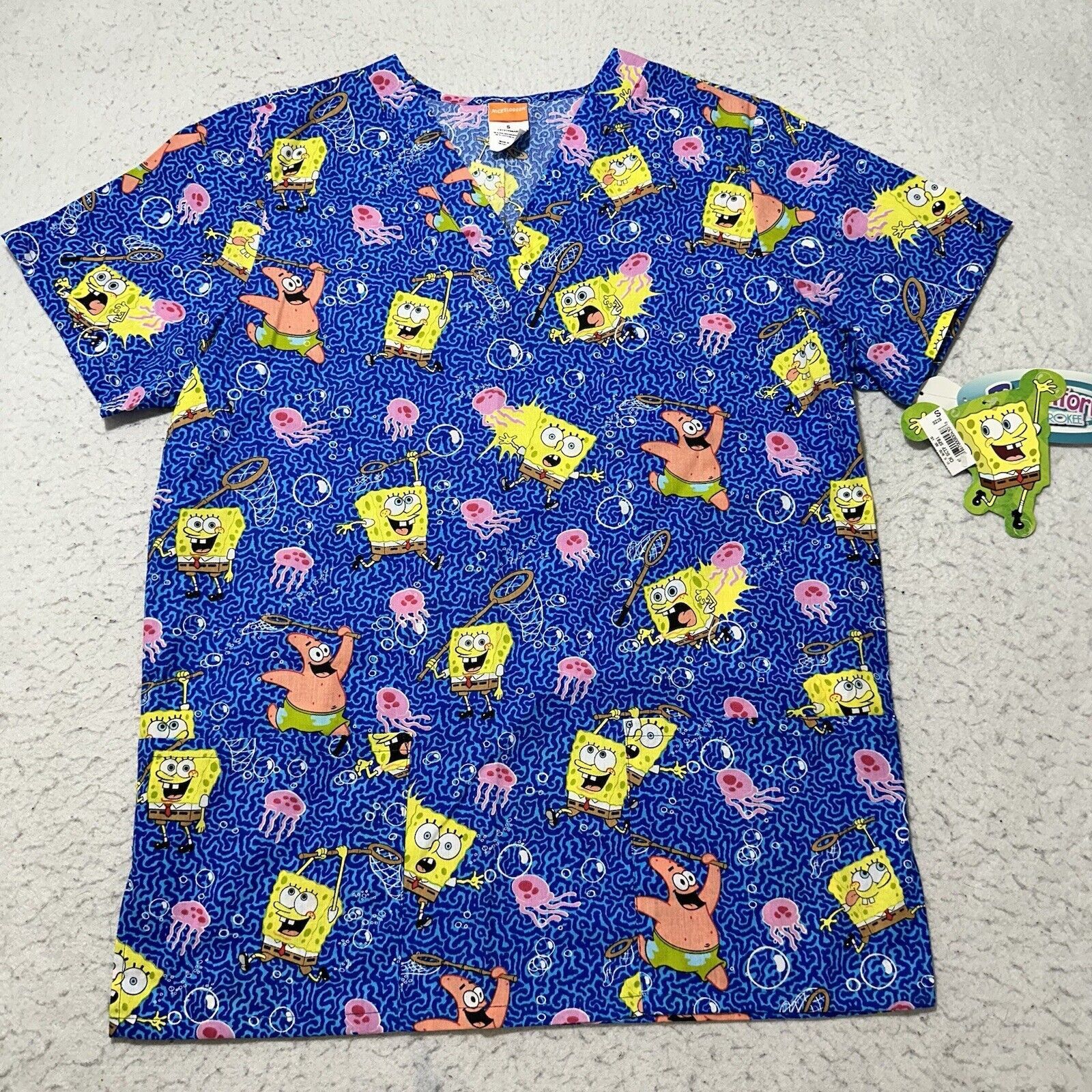 Nickelodeon Vintage Nickelodeon Small Spongebob Squarepants Scrubs Top ...