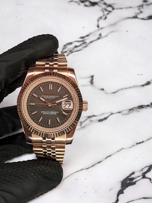 Seiko Seiko Mod Datejust Grey Fluted Bezel Rosegold Jubilee Watch | Grailed