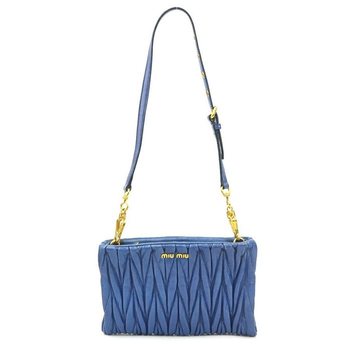 Miu Miu MIU MIUMIU Shoulder Bag Leather Blue Ladies | Grailed