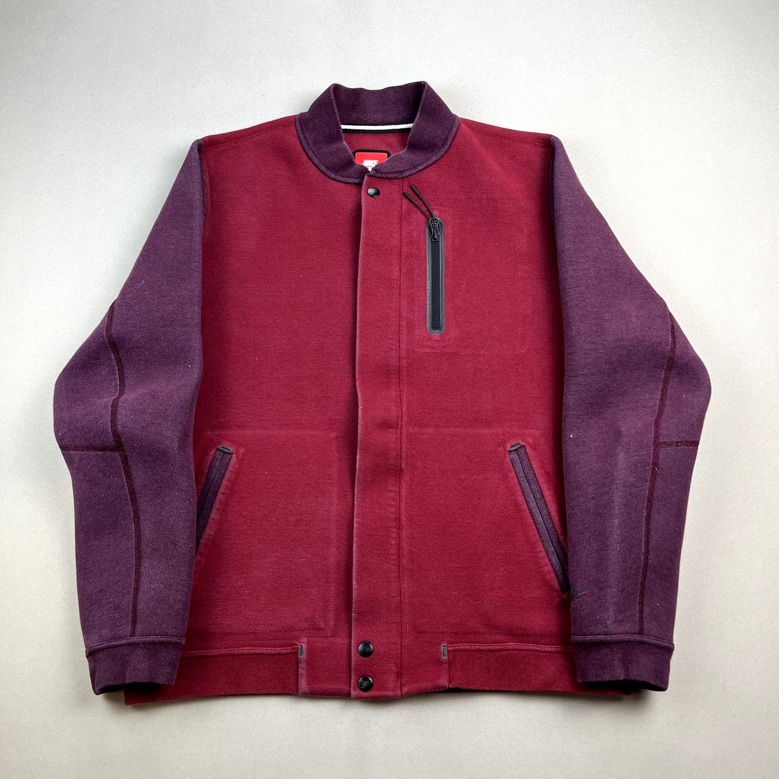 Nike Nike Tech Varsity Jacket Large Red Full Zip Swoosh Logo | Grailed