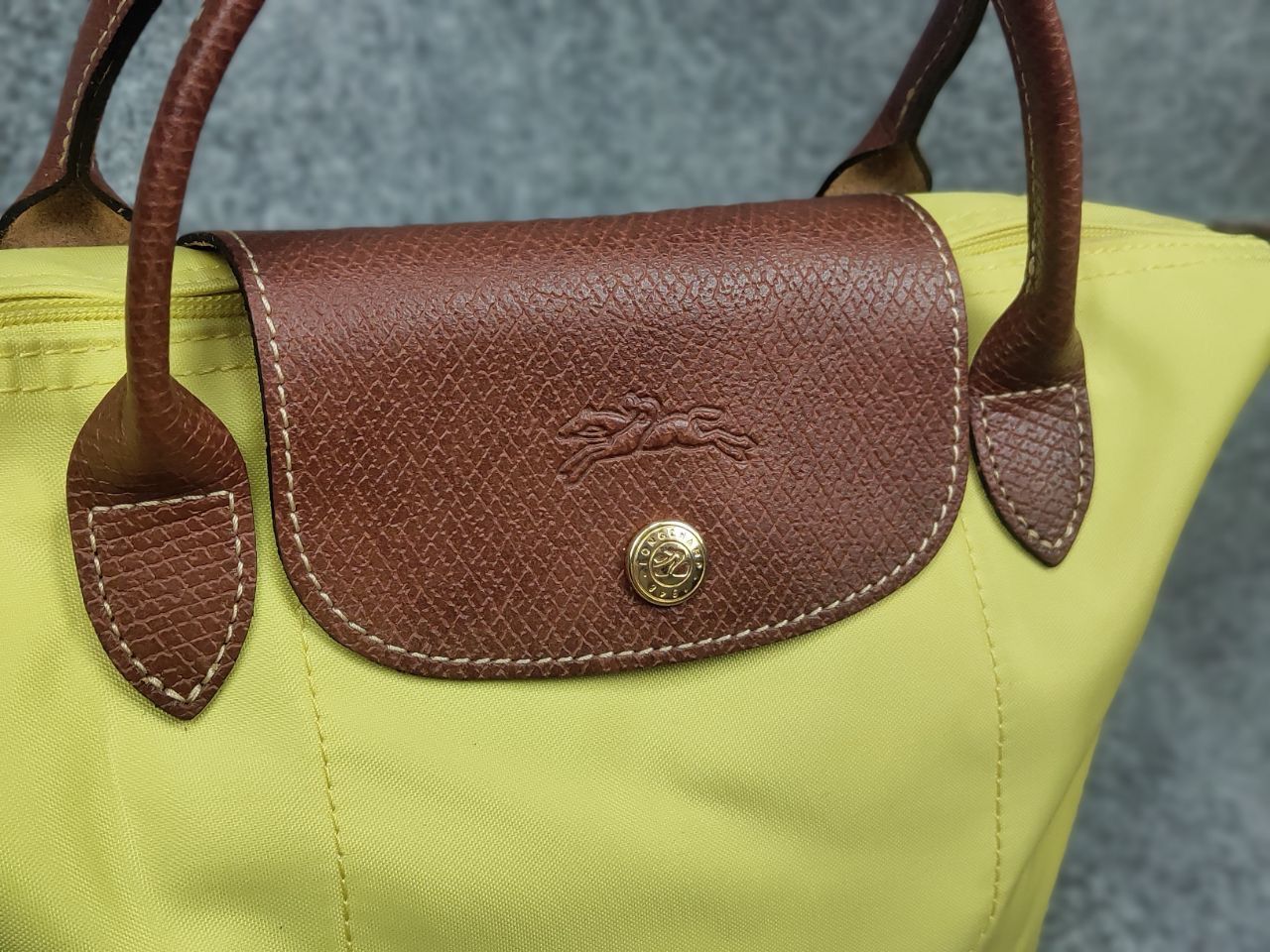 Designer Longchamp Le Pliage Type "S" Modele Depose Yellow Nylon Bag ...