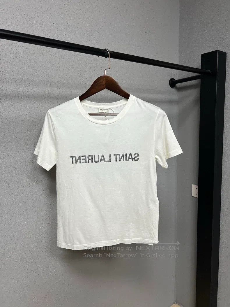 Saint Laurent Paris Saint Laurent Paris Inverted Slogan Logo T-Shirt ...