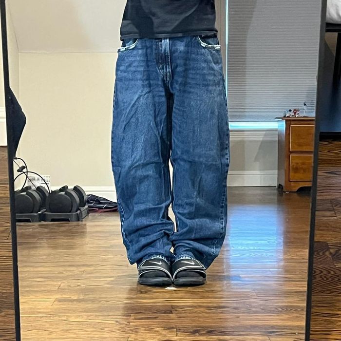 Old Navy vintage 2000s baggy wide leg darkwash old navy jeans | Grailed
