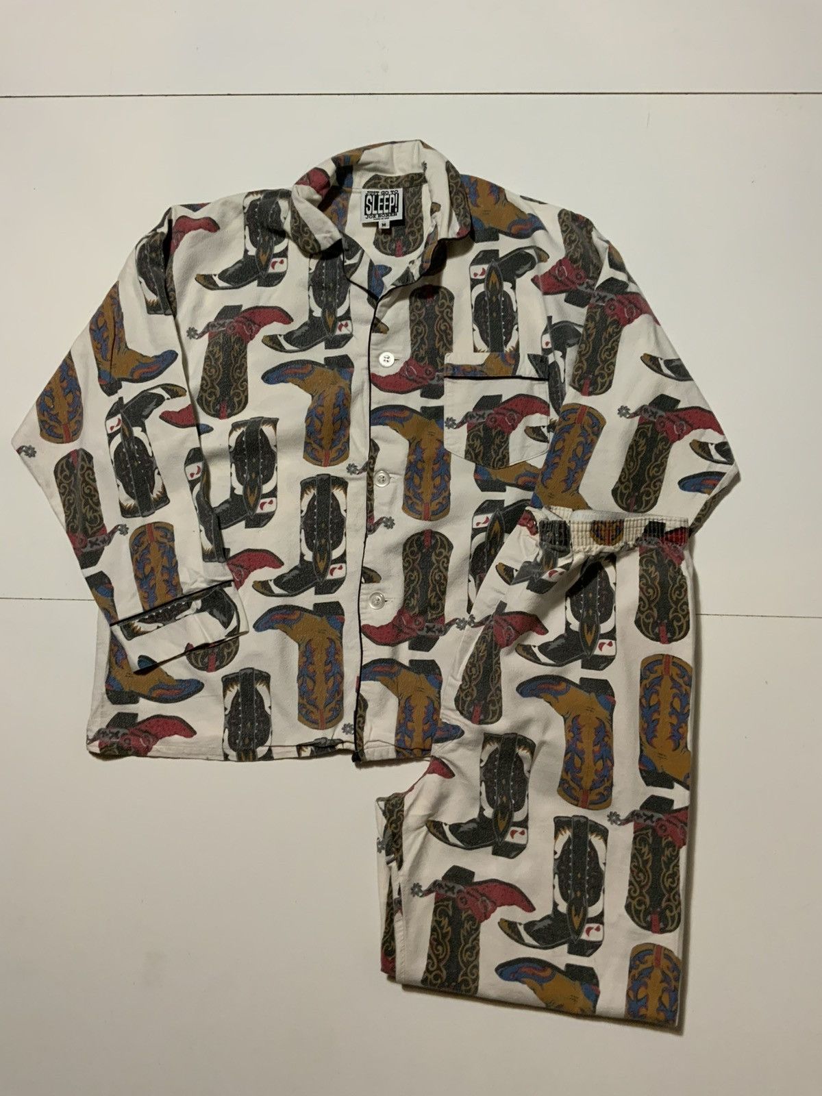 Joe Boxer Vintage 90s Y2K Joe Boxer Cowboy Boots AOP 2PC Pajamas Set ...