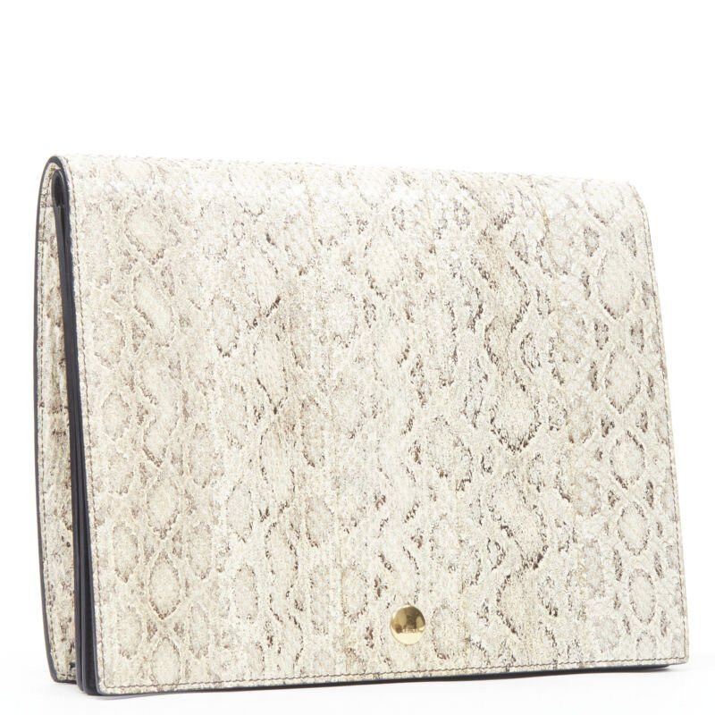 Celine OLD CELINE Phoebe Philo natural scaled leather double flap ...