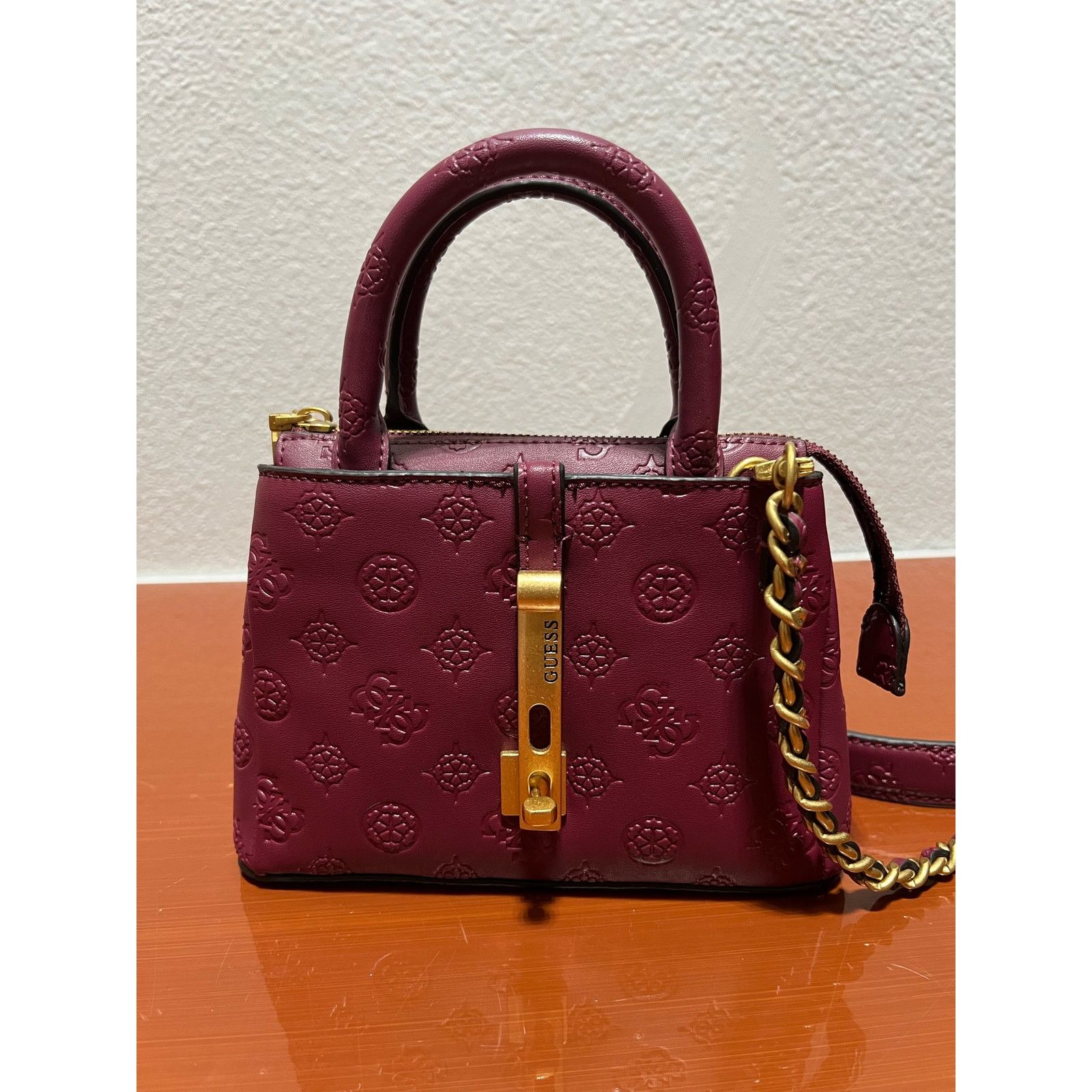 Guess GUESS James Logo Mini Satchel in Plum | Grailed
