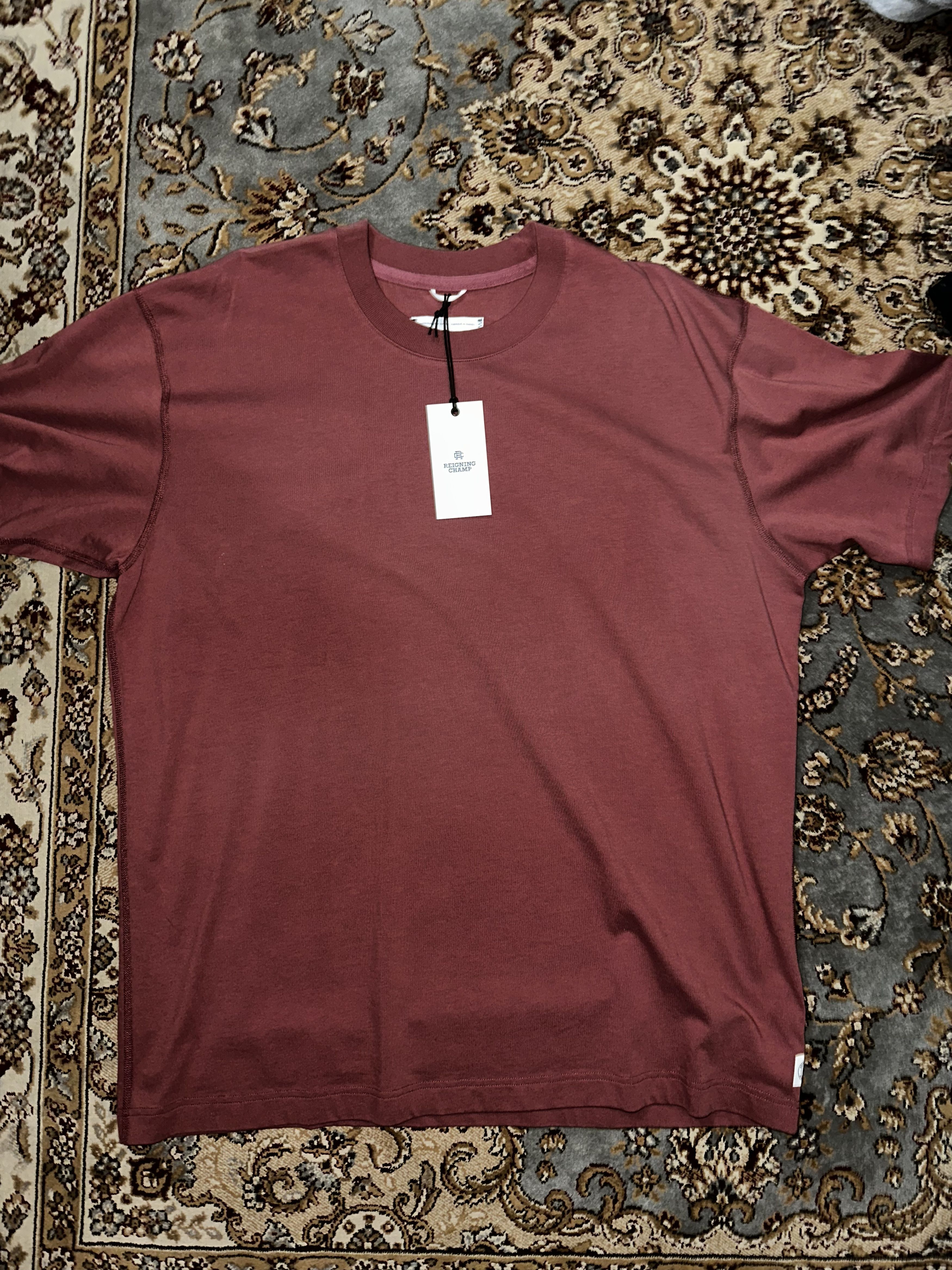 Reigning Champ Reigning Champ Burgundy Tee Heavyweight Jersey | Grailed