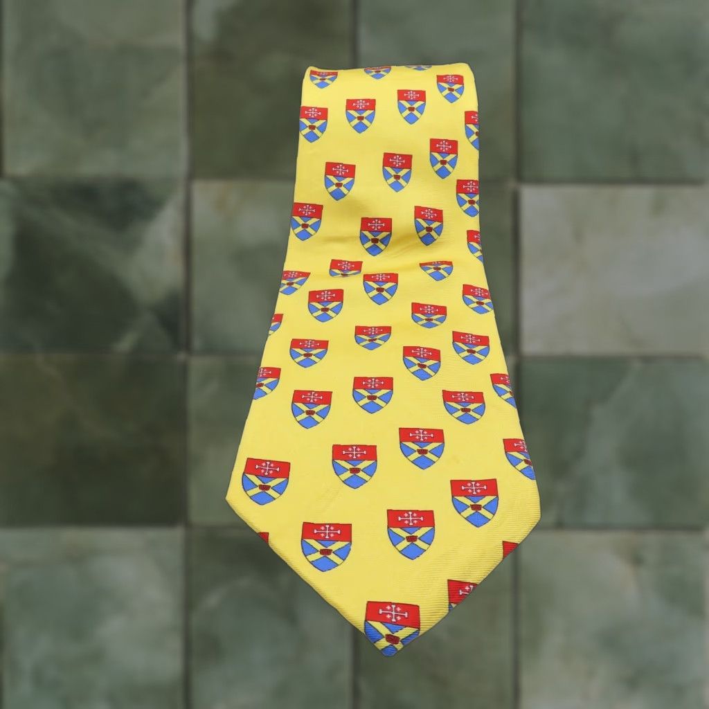 Vintage Alynn Tie Silk Yellow Heraldic Crest Shield 3.5" Wide 57" Long ...