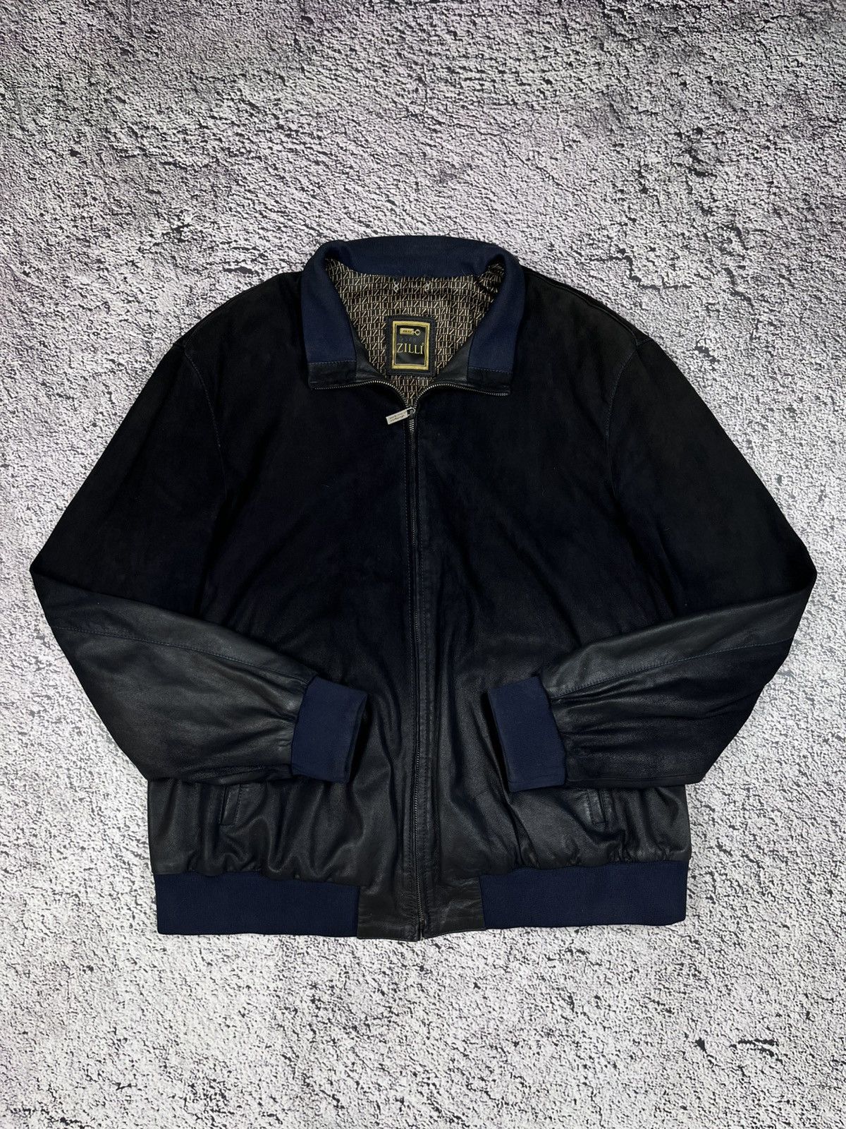 Zilli ZILLI Suede & Leather Bomber Jacket Silk Logo Lining | Grailed