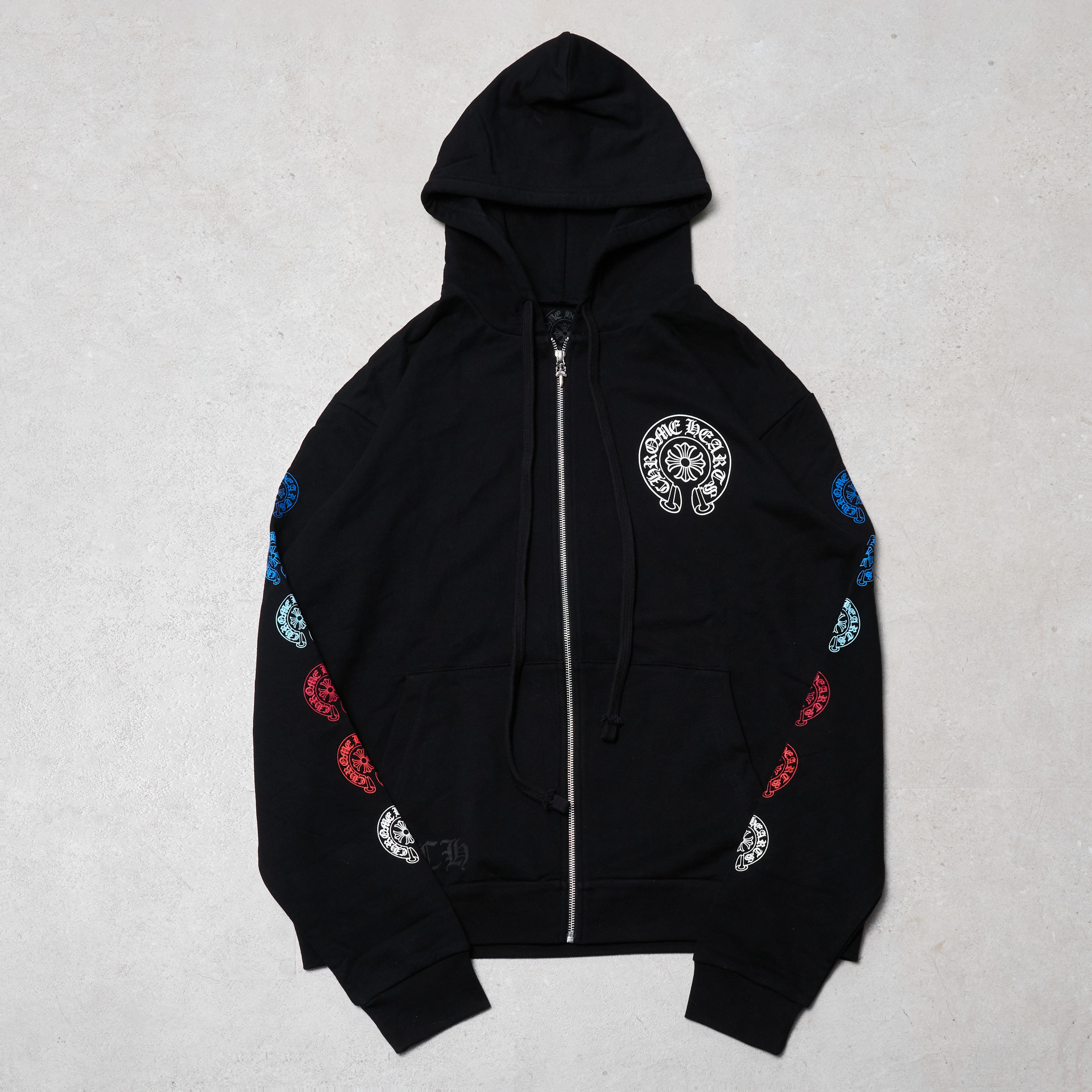 Chrome Hearts CHROME HEARTS Multi Color Horseshoe Logo Zip Up Hoodie ...