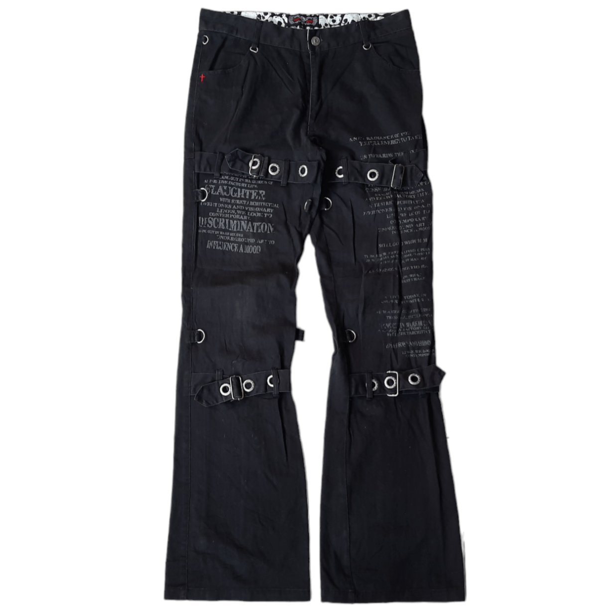 If Six Was Nine Mad Punk Multi Zip Poem Bondage Flared Pants | Grailed