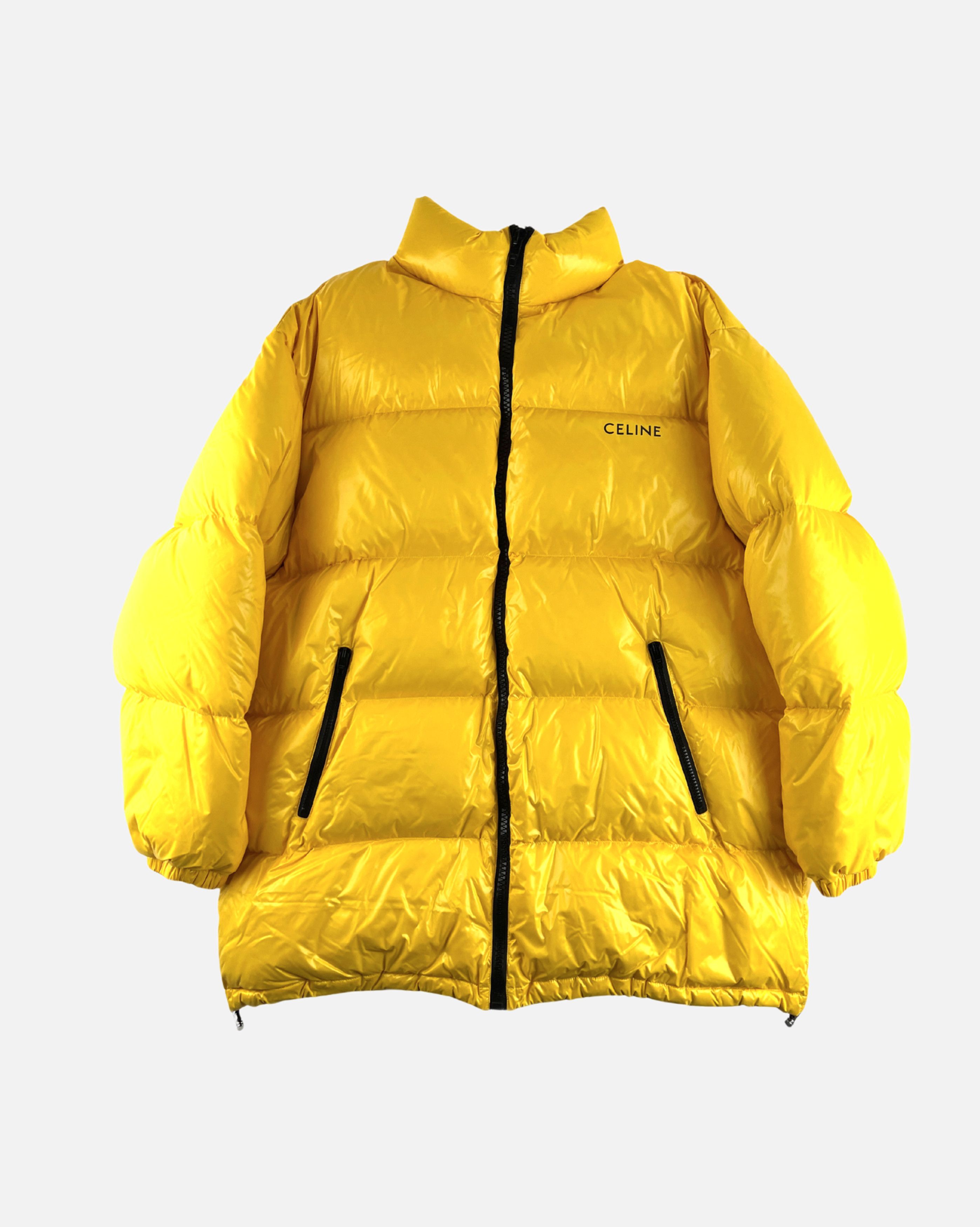 Celine Celine Yellow Nylon Logo Puffer Jacket | Grailed