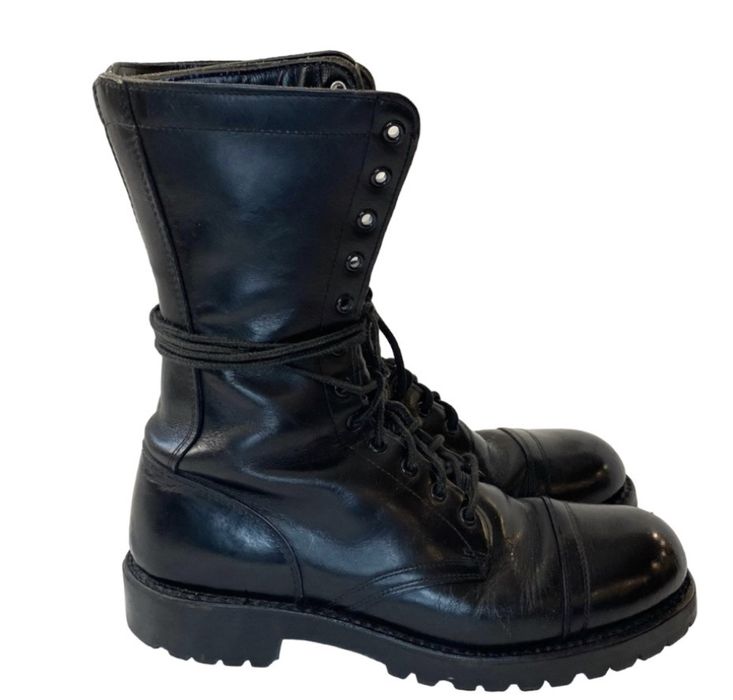 Vintage 80s Vintage Opium Military Combat Leather Boots | Grailed