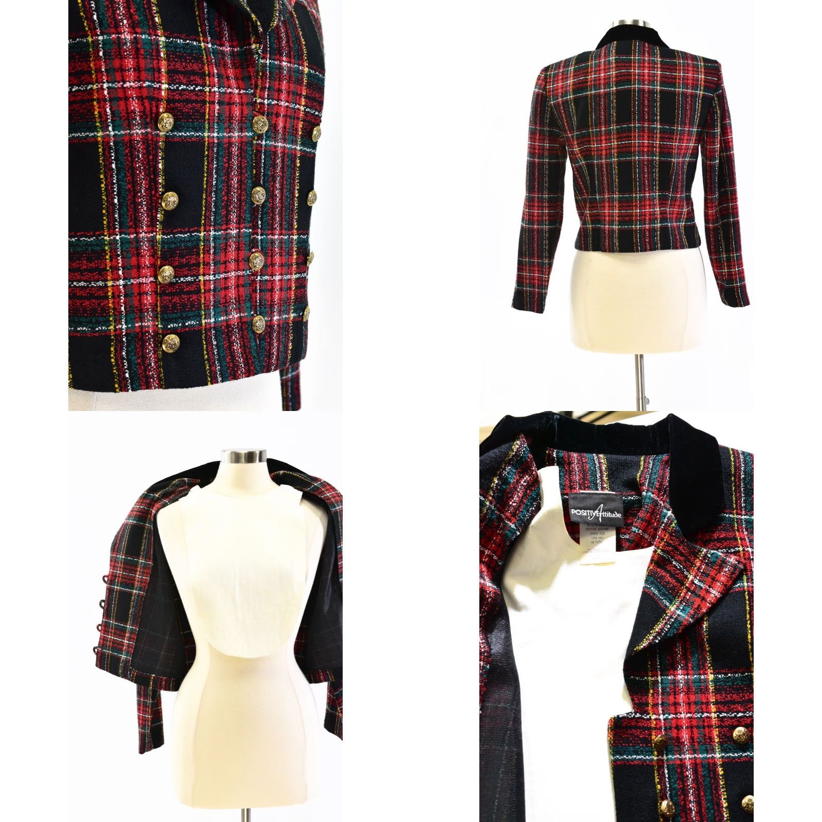 Doublet 90s Plaid Blazer Womens Cropped Double Breasted Extra Large XL ...
