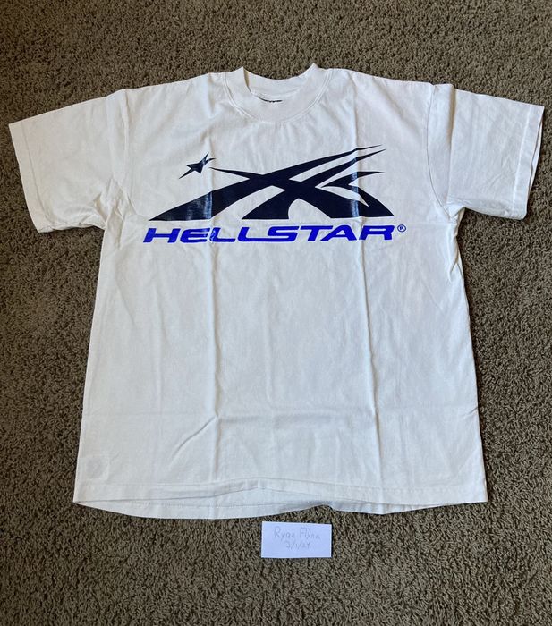 HELLSTAR Hellstar Gel Logo T-Shirt White/Blue | Grailed
