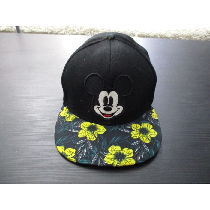 Disney Disney Hat Cap Mens Black Snap Back Floral Hawaiian Mickey Mouse ...