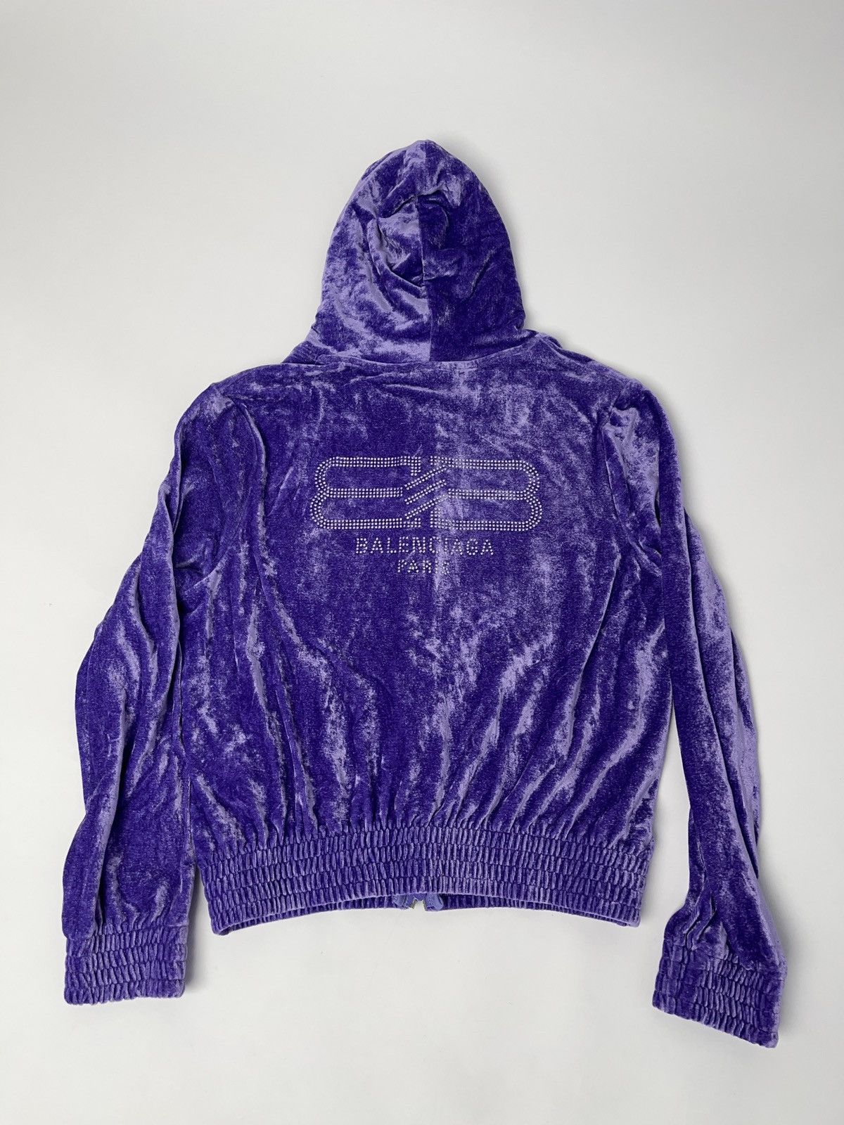 Balenciaga Balenciaga velour velvet strass crystal embellished hoodie ...