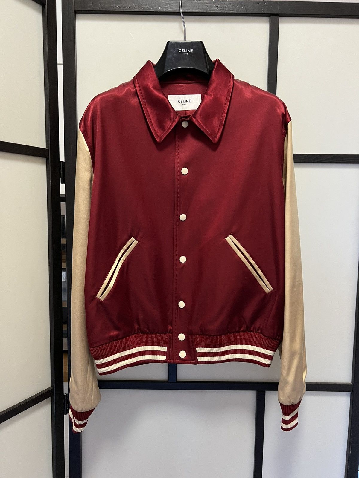 Celine RARE - SS20 Red Satin Teddy Jacket | Grailed