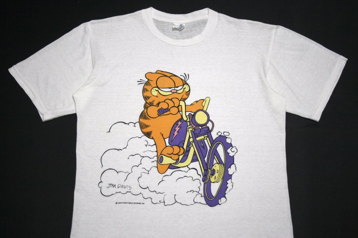Vintage RARE Vintage 1978 Garfield Jim Davis Biker Motorcycle Tee | Grailed