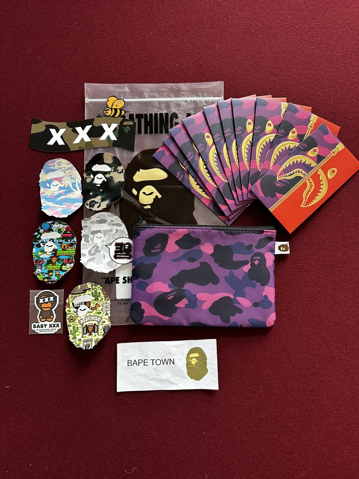 Bape COLOR CAMO POUCH SET (EVERYTHING IN PICTURE) | Grailed