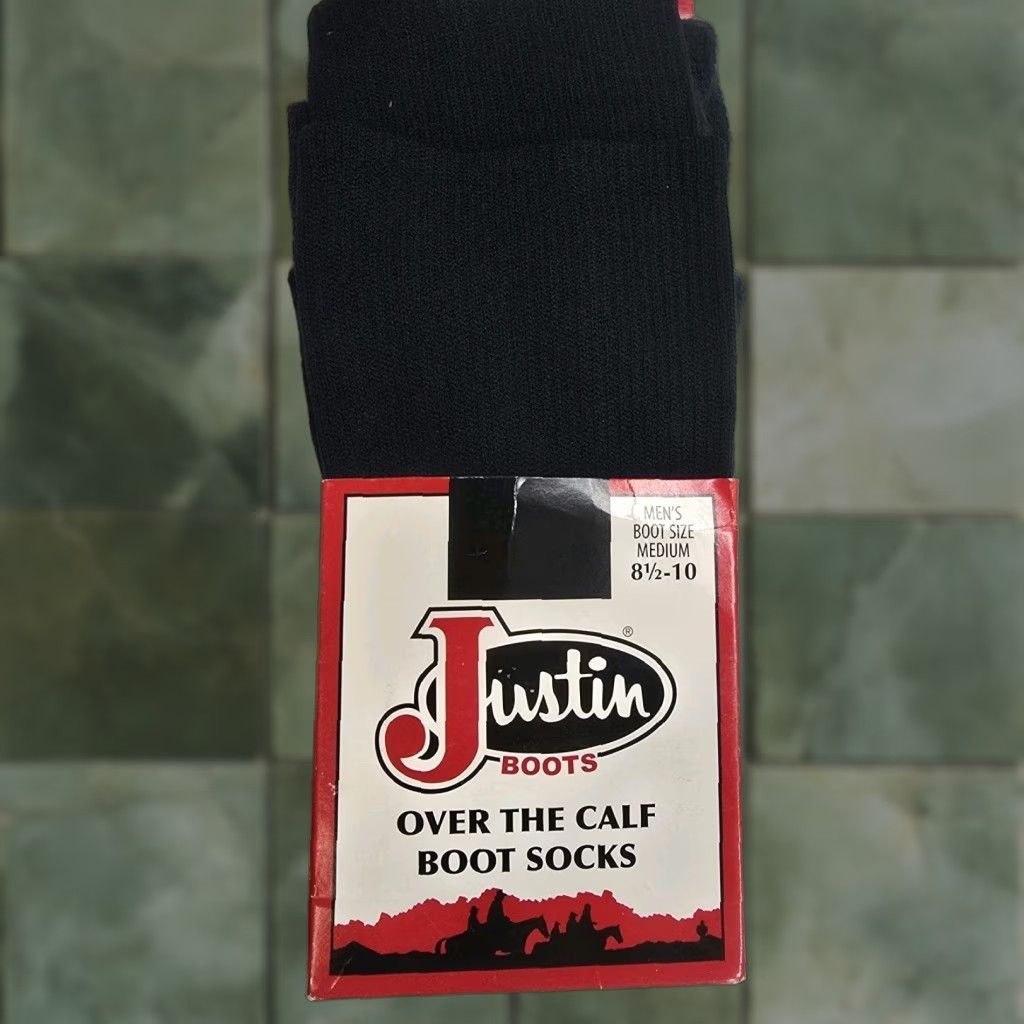 Vintage NIP Vintage Justin Over The Calf Boot Socks 1 pair Navy Men’s ...