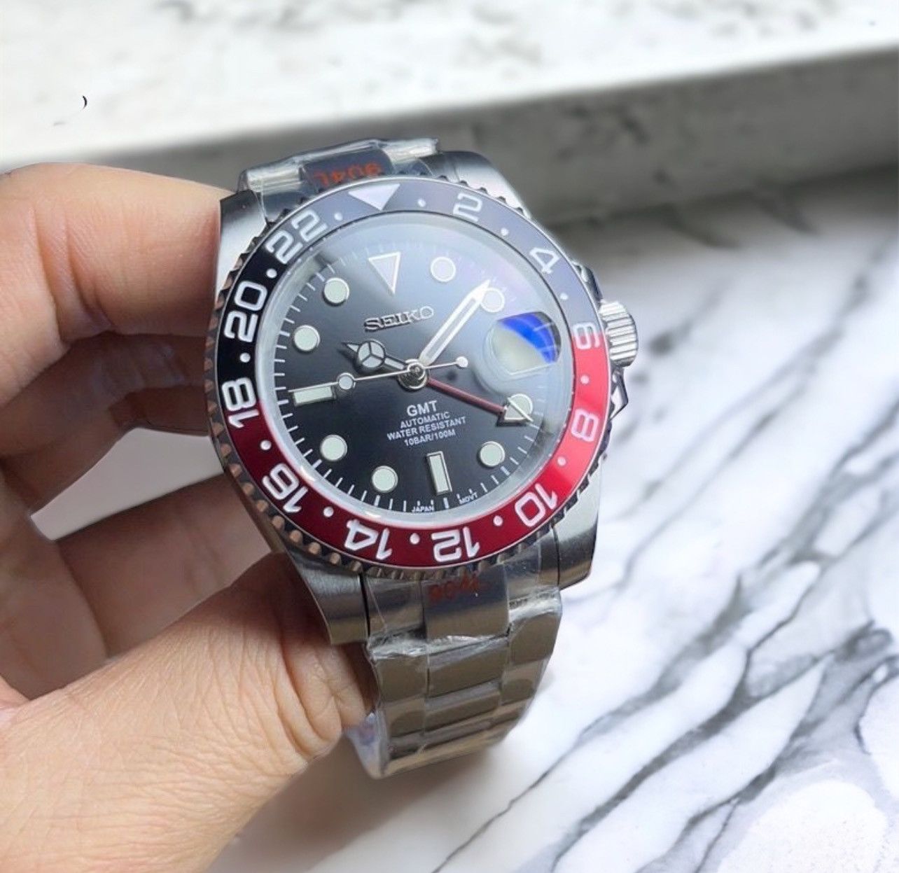 Japanese Brand × Seiko Seiko Mod GMT-Master Coke Black Steel 41mm ...