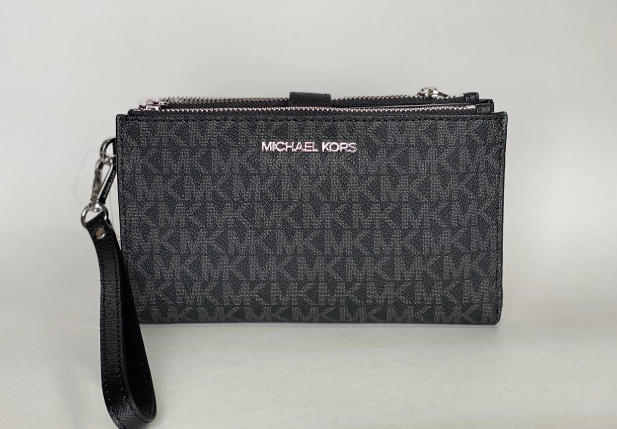 Michael Kors Michael Kors Double Zip Wristlet Purse MK Signature Wallet ...