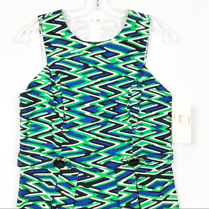 Other Shoshanna Silk Zig Zag Green Sheath Dress Sz 8 Grailed